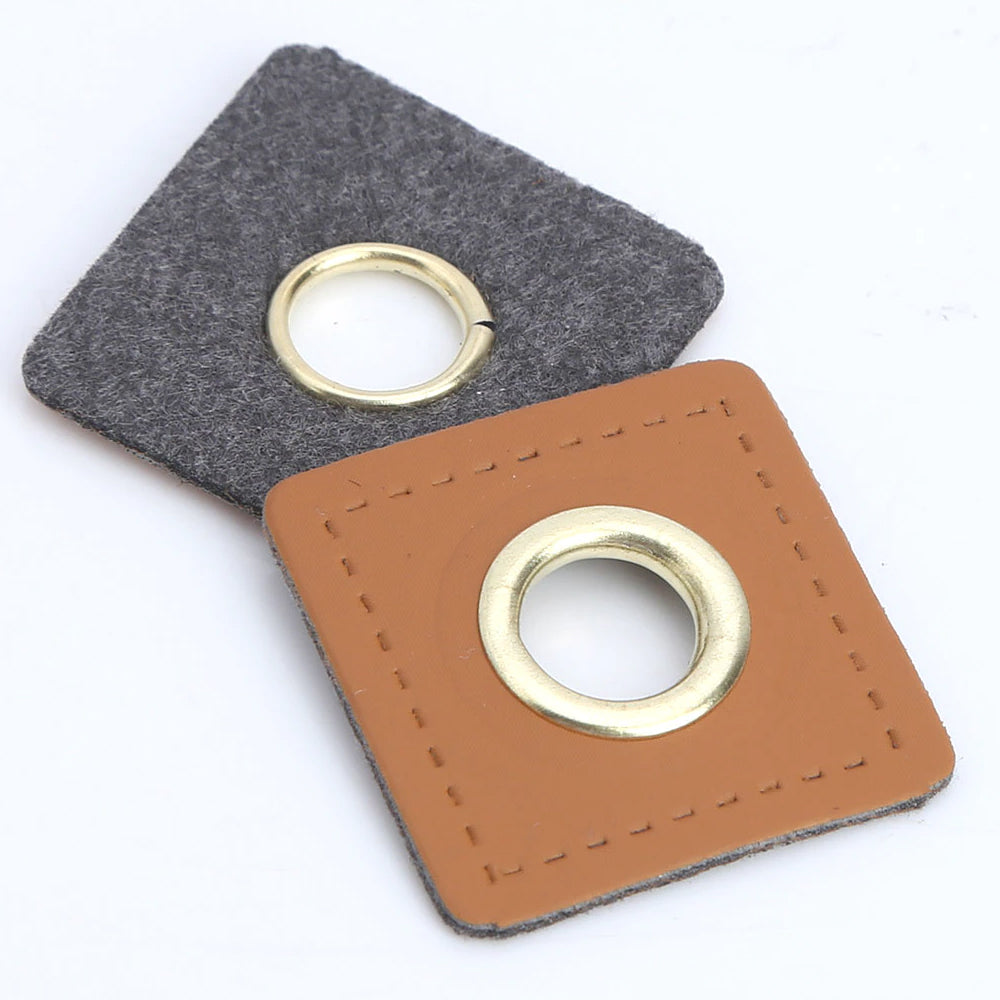 Eyelets ready to sew (Pack of 2) - Brown squares & antique gold eyelet ...