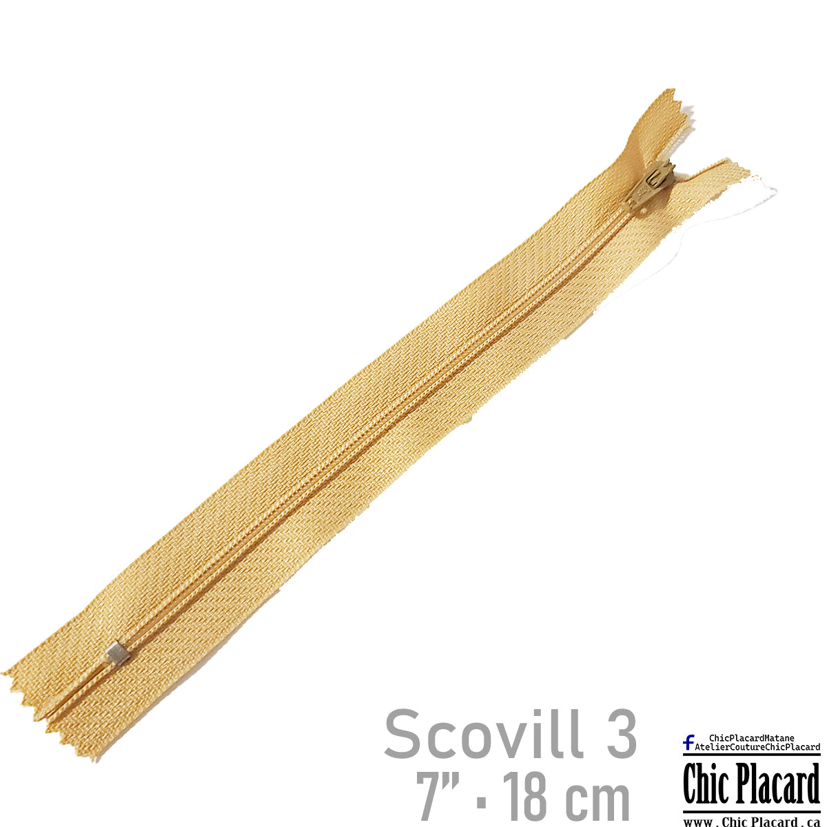 Honey - Scovill #3 closed toe zipper 7''/18cm – Chic Placard